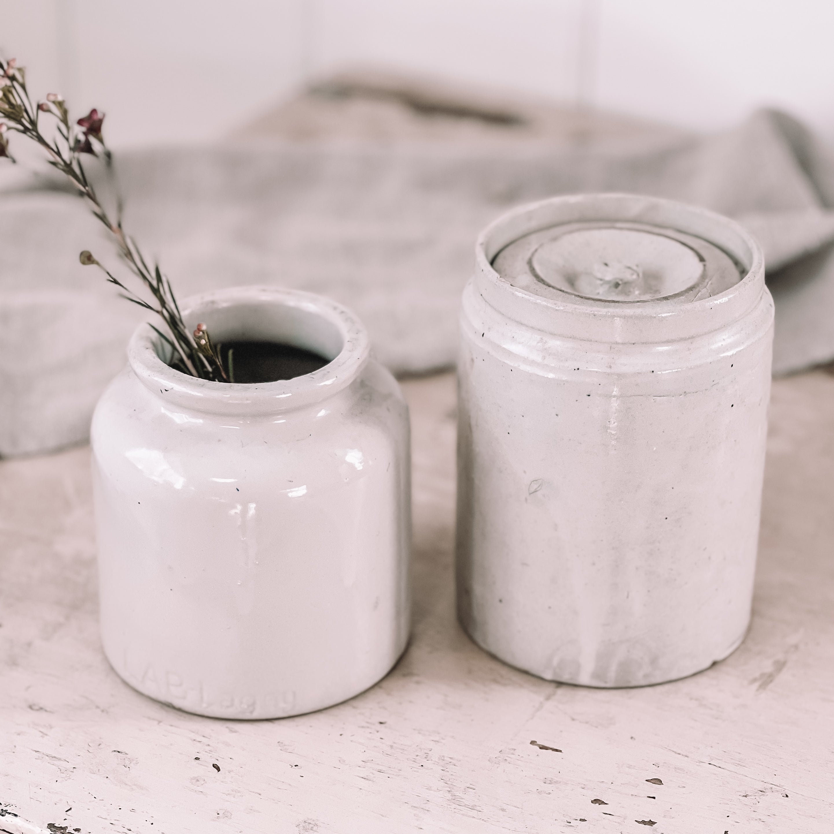 Stoneware Crock Jars Vintage Lidded Stoneware Kitchen Crock Farmhouse ...