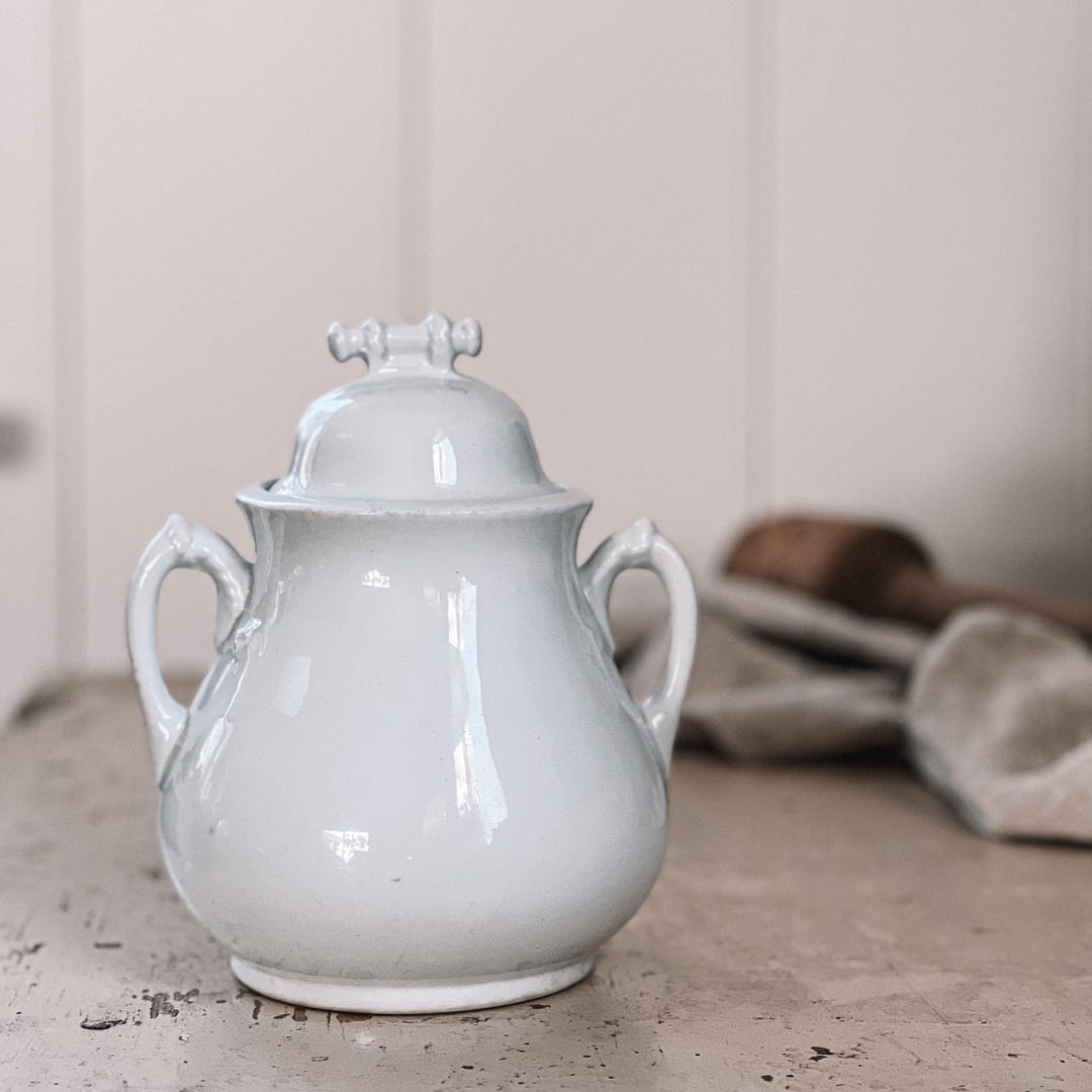 Ironstone Sugar Jar | Antique English Ironstone Lidded Sugar Jar ...