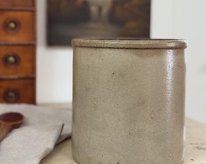 Early American Salt Glazed Stoneware Crock | 1 Gallon Crock | Utensil ...