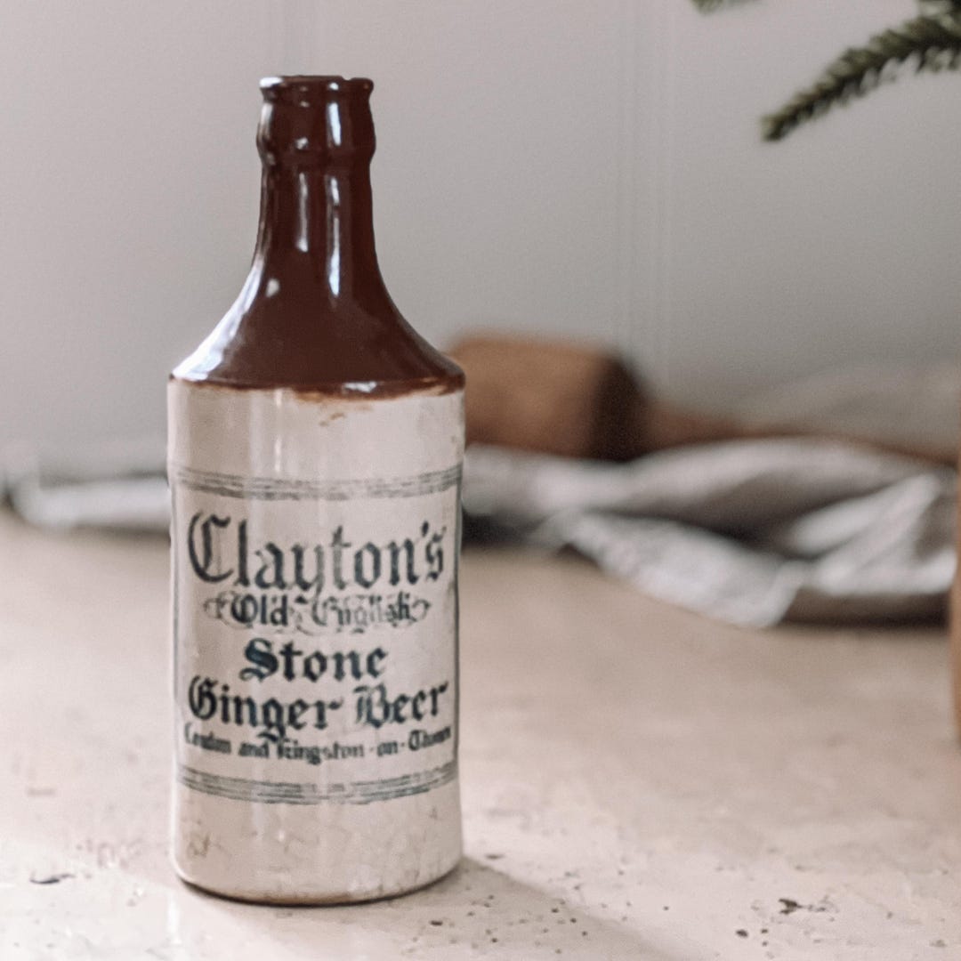 Antique English Stoneware Ginger Beer Bottle, Two Tone Clayton's Old ...