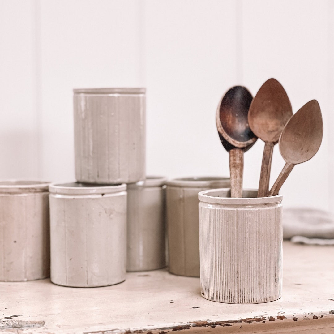 Antique, English Stoneware Ribbed Marmalade Jars, Stoneware Jam Pots ...