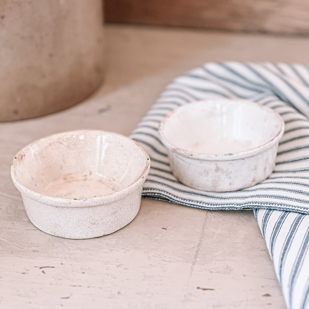 Pair of Antique Ironstone Trinket Dishes, Ironstone Meat Pots Stained ...
