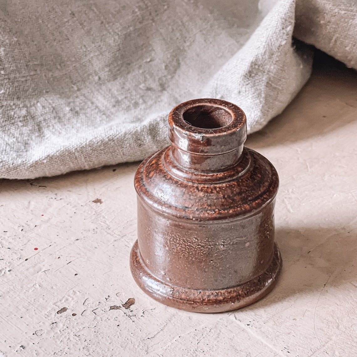 Antique Brown Stoneware Ink Bottle Victorian Era Stoneware - Etsy