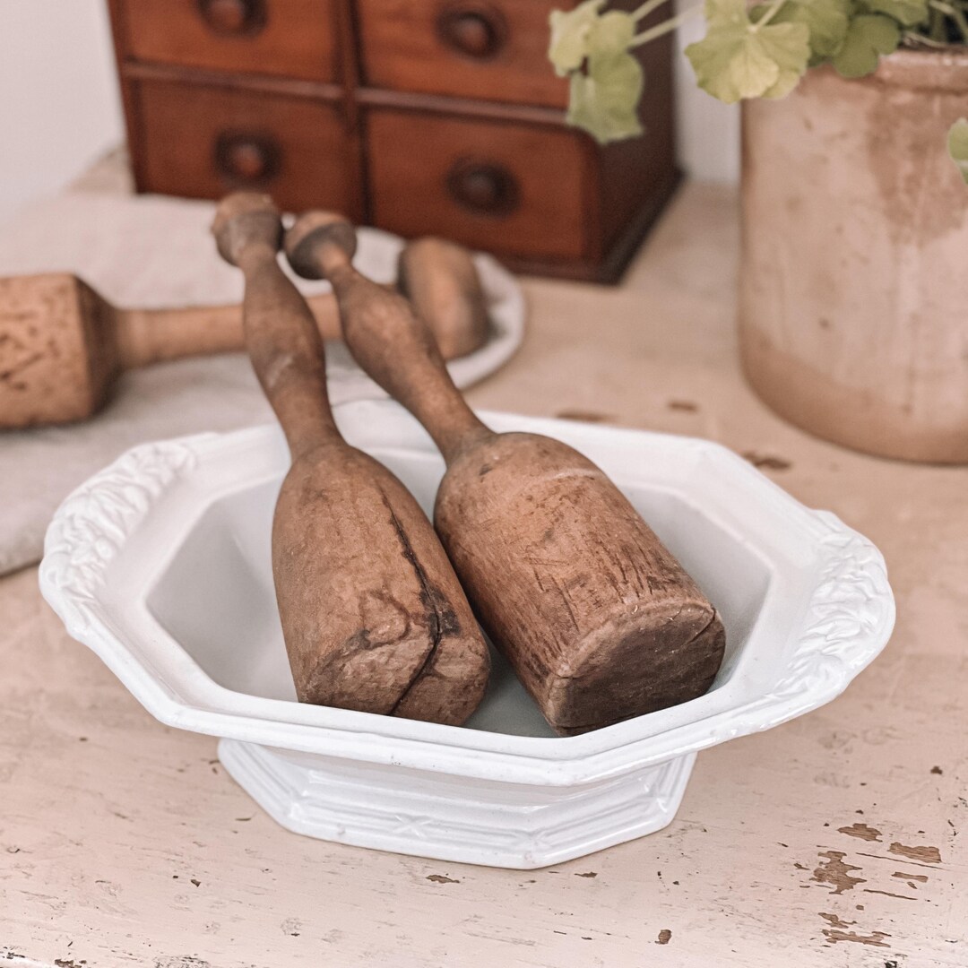 Pair of 2 Antique Wooden Mashers, Kitchen Masher, Primitive Kitchen Masher, Farmhouse Style ...