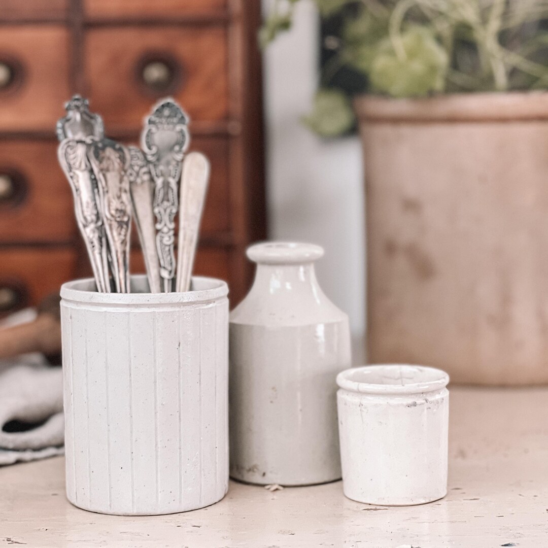 Trio of Antique English Stoneware Jars Bottles, Stoneware Jam Pot, Ink ...