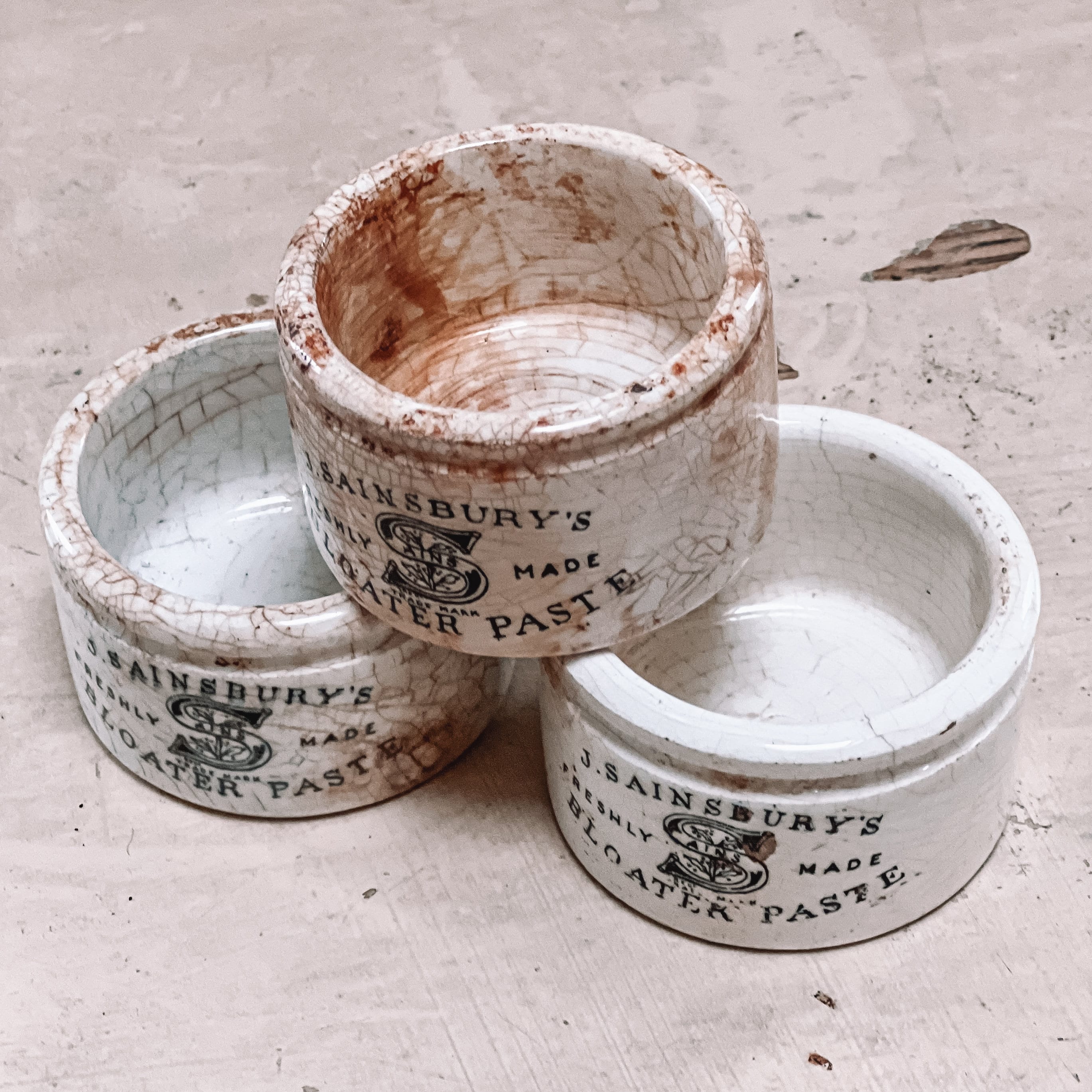 YOUR CHOICE J. Sainsbury's Bloater Paste Pots, Victorian Era Ironstone ...