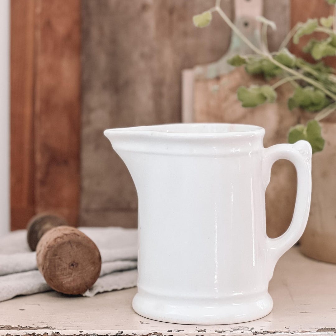 Ironstone Milk Tankard Pitcher | White Ironstone Pitcher | Vintage ...