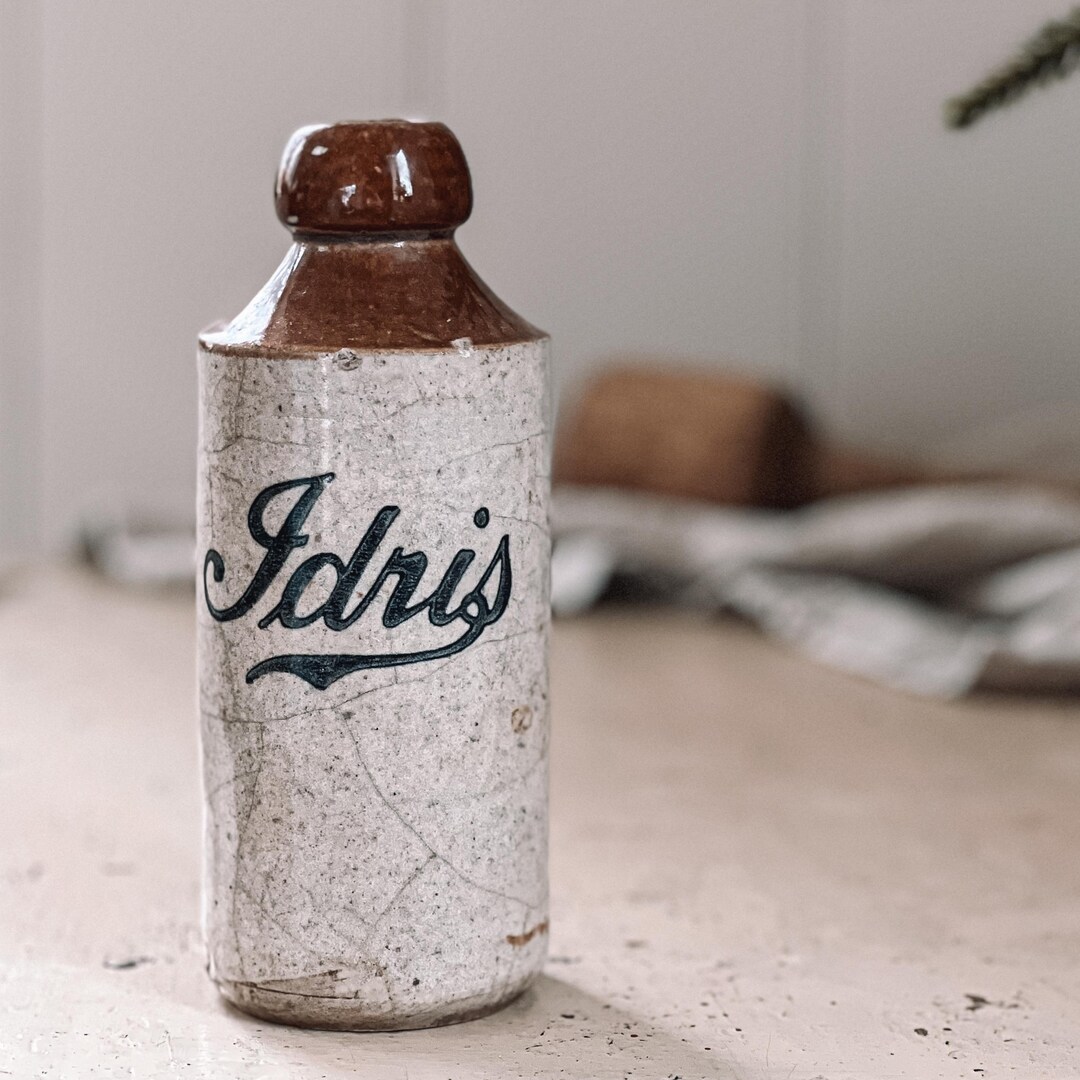 Antique English Stoneware Ginger Beer Bottle, Two Tone Idris, Old ...