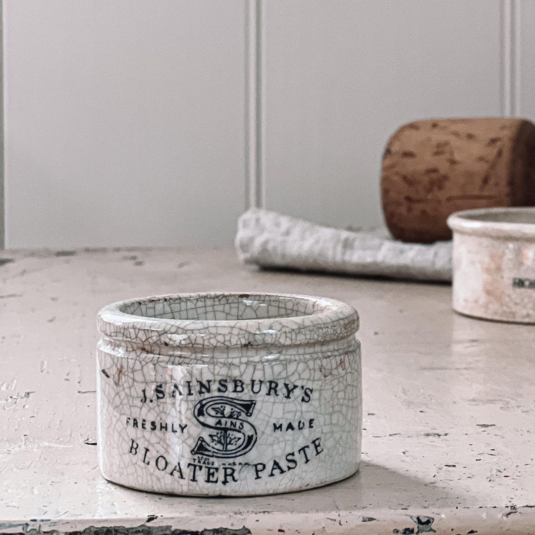 J. Sainsbury's Bloater Paste Pot | Antique English Ironstone Paste Pot ...