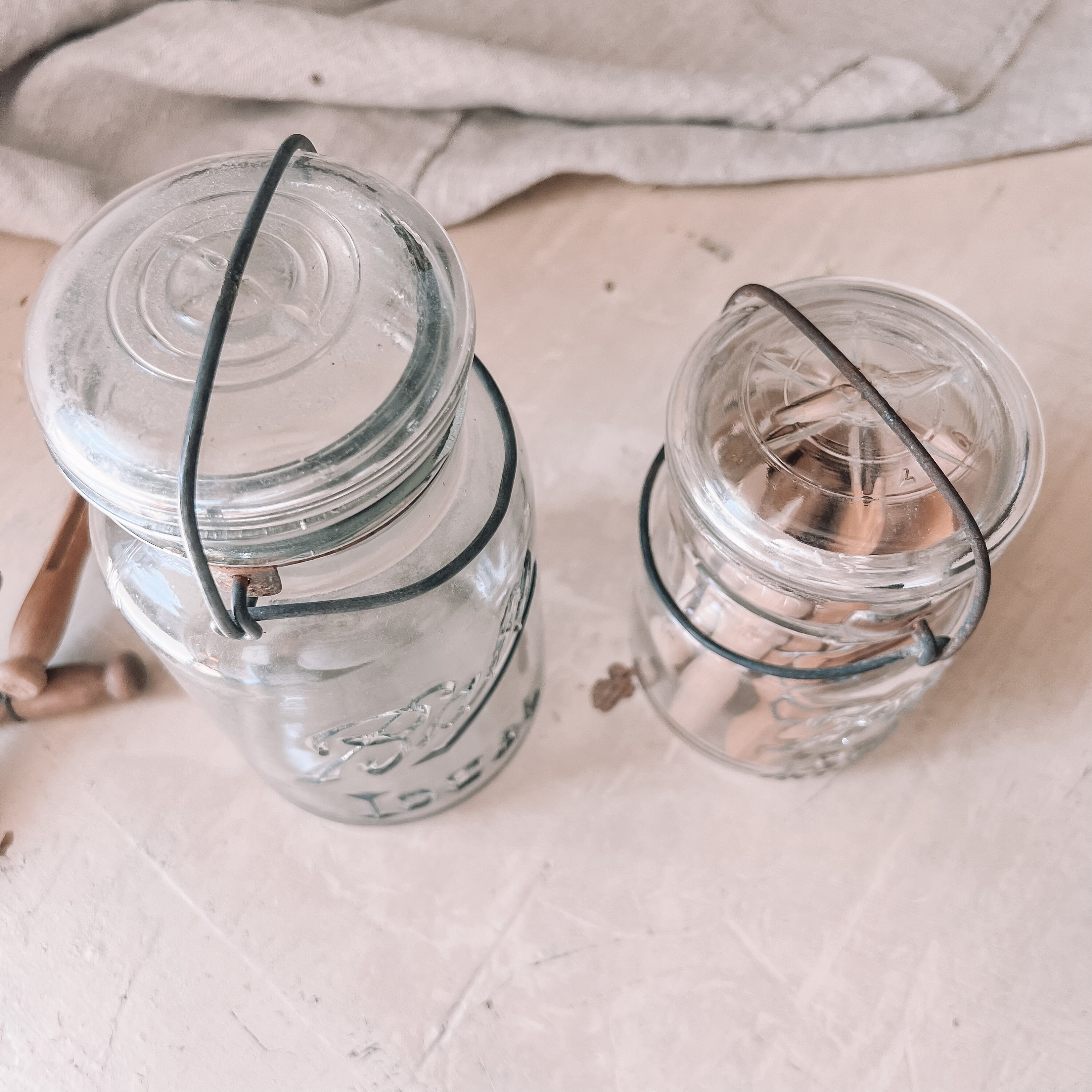 Antique Clear Glass Ball Ideal Jars Pair of Wire Bail Topped - Etsy