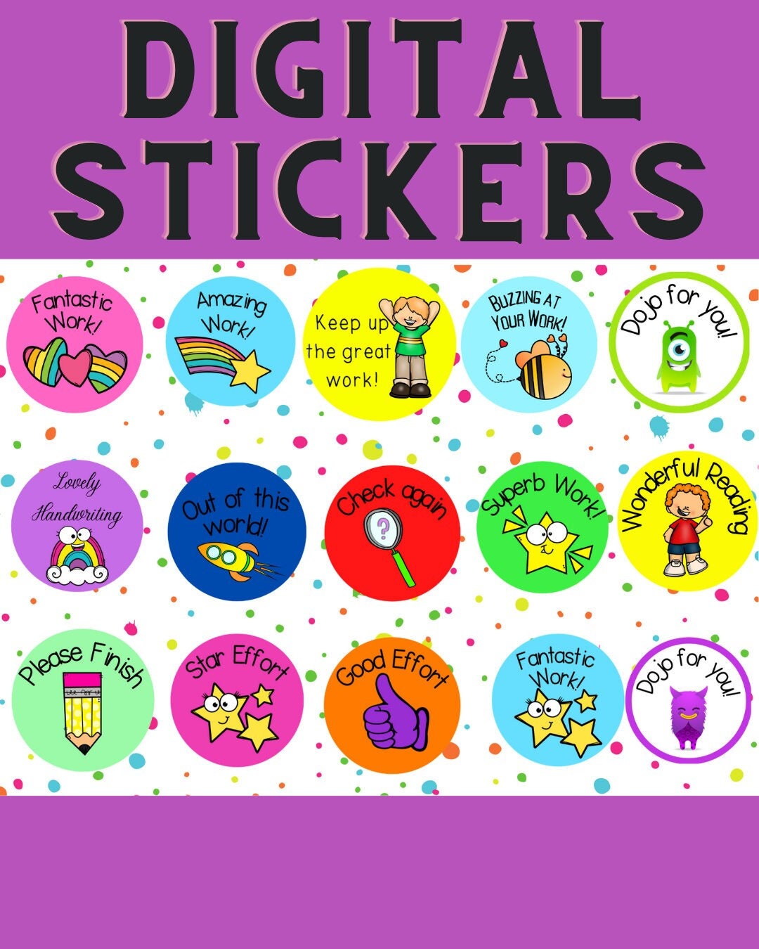 20 Digital Stickers for Teaching. - Etsy