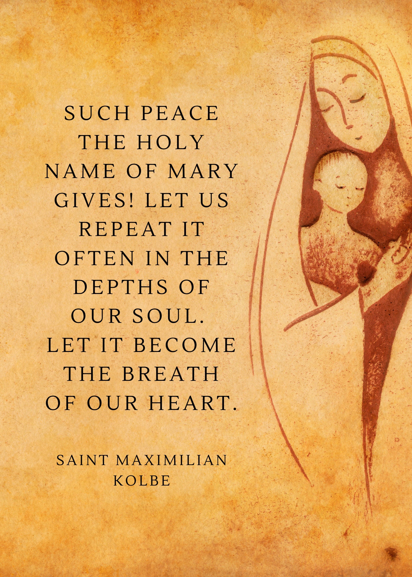 Printable Blessed Virgin Mary Peace Quote by Saint Maximilian Kolbe 5x7 ...