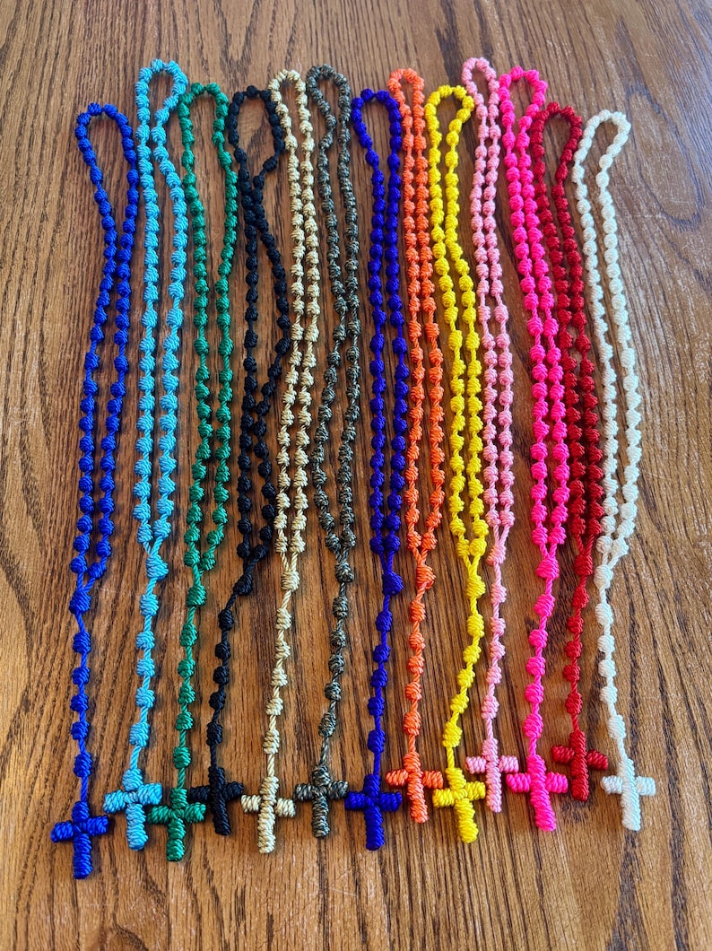 Handmade Knotted Twine Cord Rosary | Gift for First Reconciliation ...