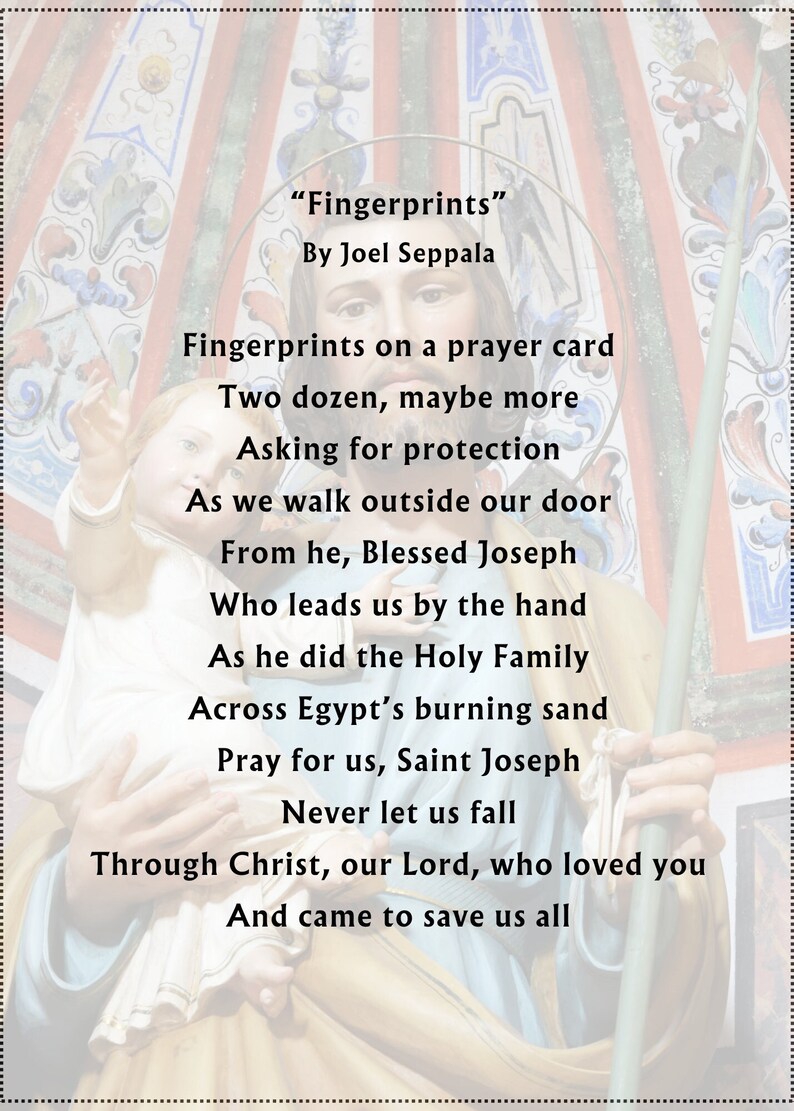 Saint Joseph fingerprints Poem 5x7 - Etsy