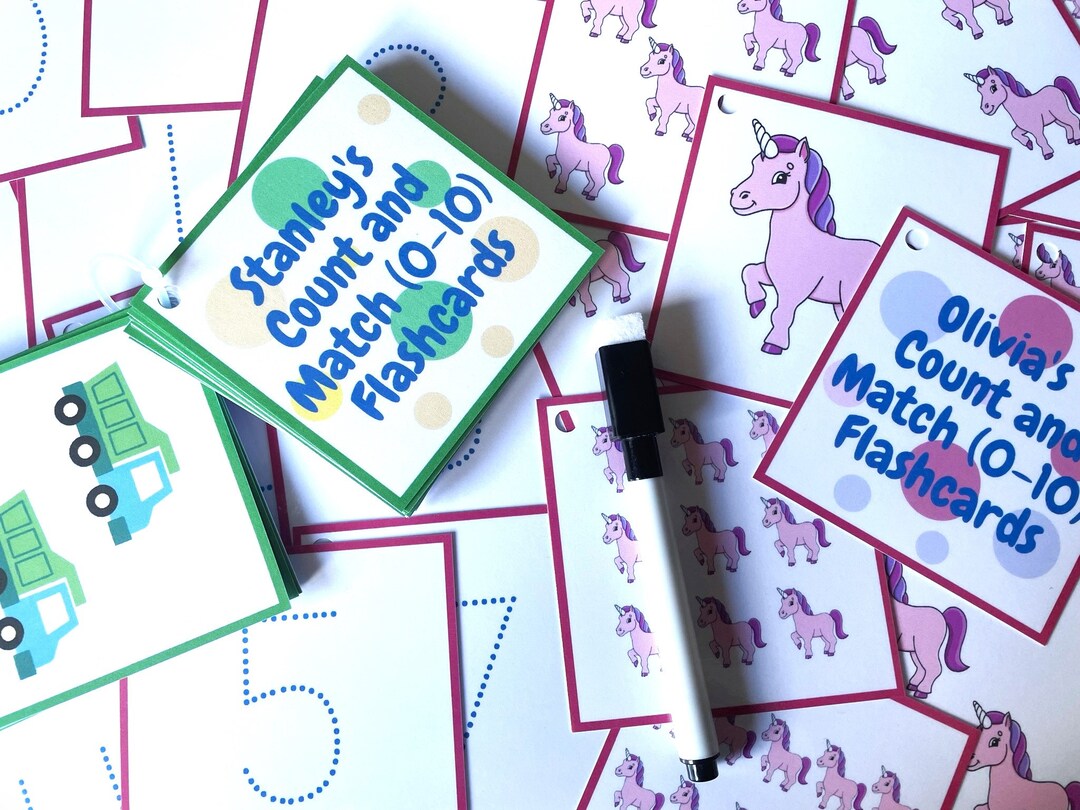 Count and Match Maths Flashcards Personalised and Customised - Etsy UK