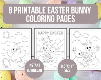 Printable Easter Bunny Coloring Page for Kids - Etsy