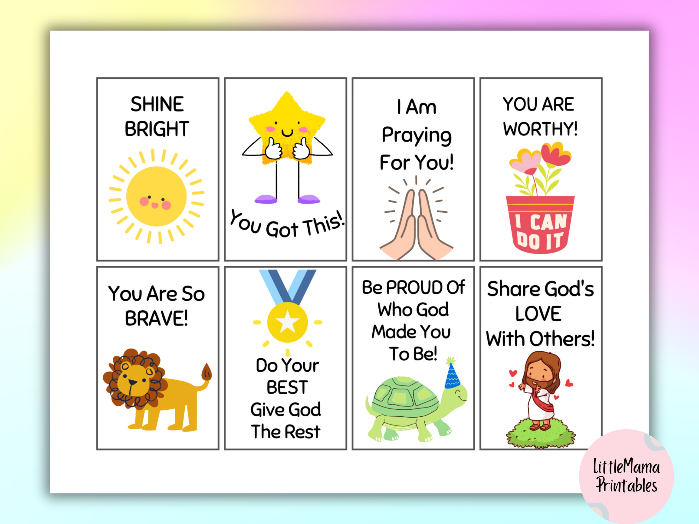 PRINTABLE Christian Lunchbox Notes, Positive Affirmations for Kids ...