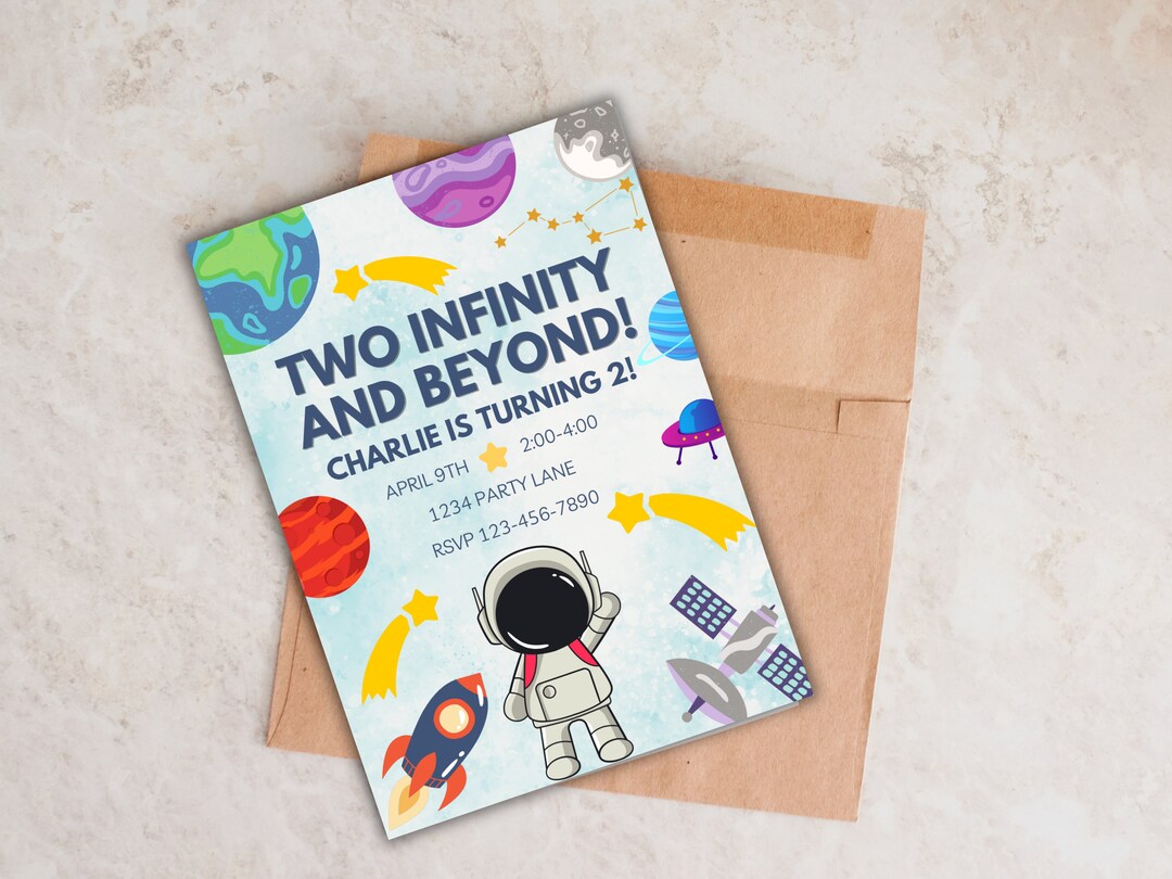 Two Infinity Birthday Invitation: Editable Outer Space Evite (digital ...