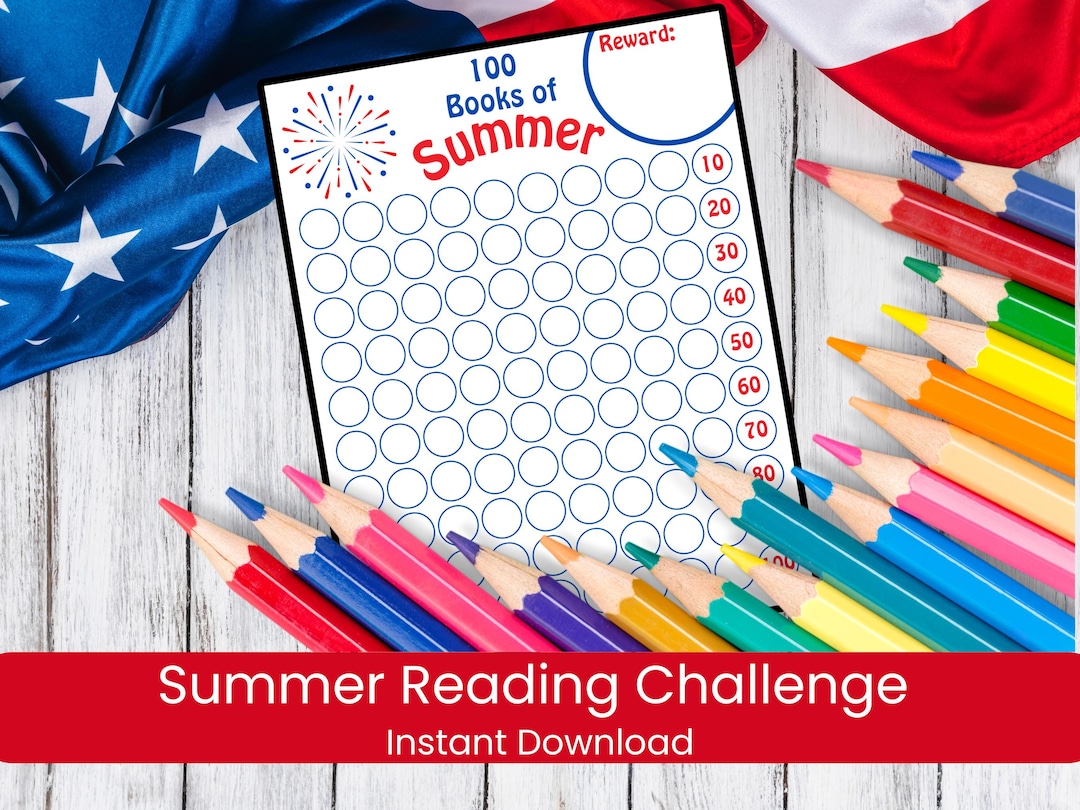 100 Book Summer Reading Challenge Chart: Kids Literacy (PDF) - Etsy