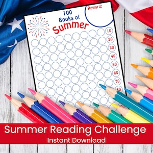 100 Book Summer Reading Challenge Chart: Kids Literacy (PDF) - Etsy