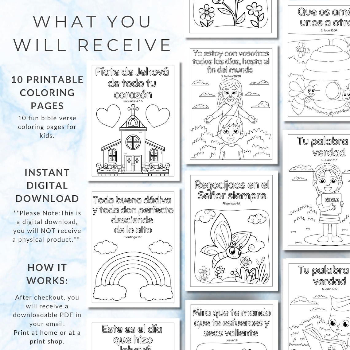 Spanish Bible Verse Coloring Pages for Kids: RVR 1960 Translation ...