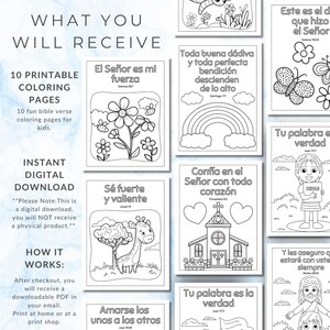 Spanish Bible Verse Coloring Pages for Kids: Sunday School VBS (PDF ...