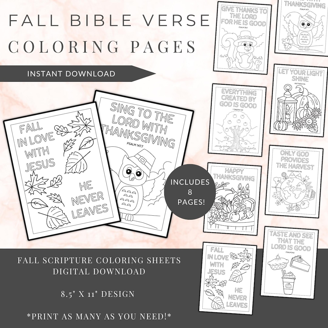 Fall Bible Verse Coloring Pages: Autumn Scripture, Christian Activity ...