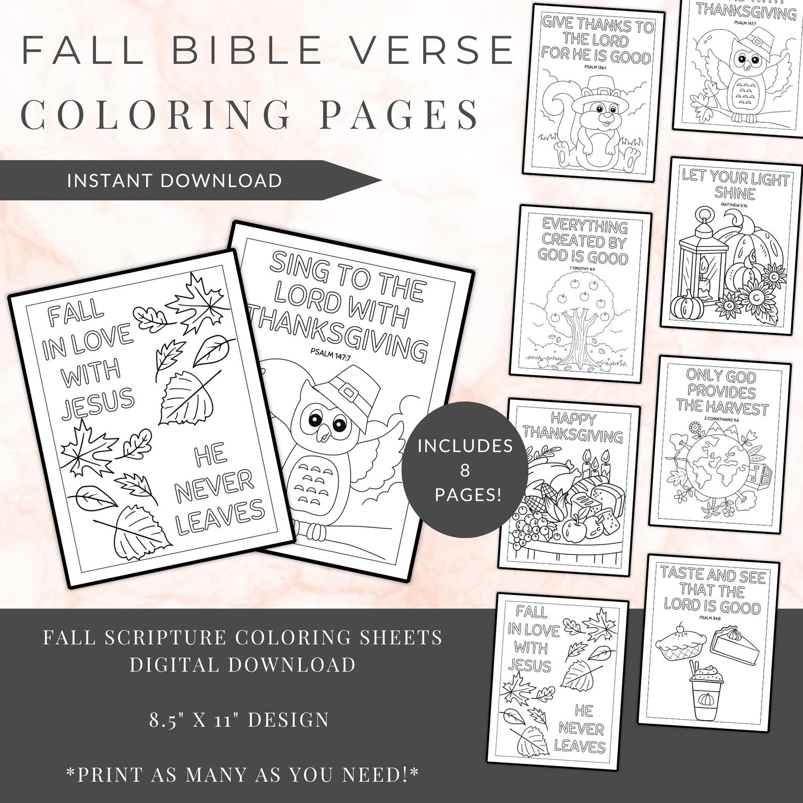 Fall Bible Verse Coloring Pages: Autumn Scripture, Christian Activity ...
