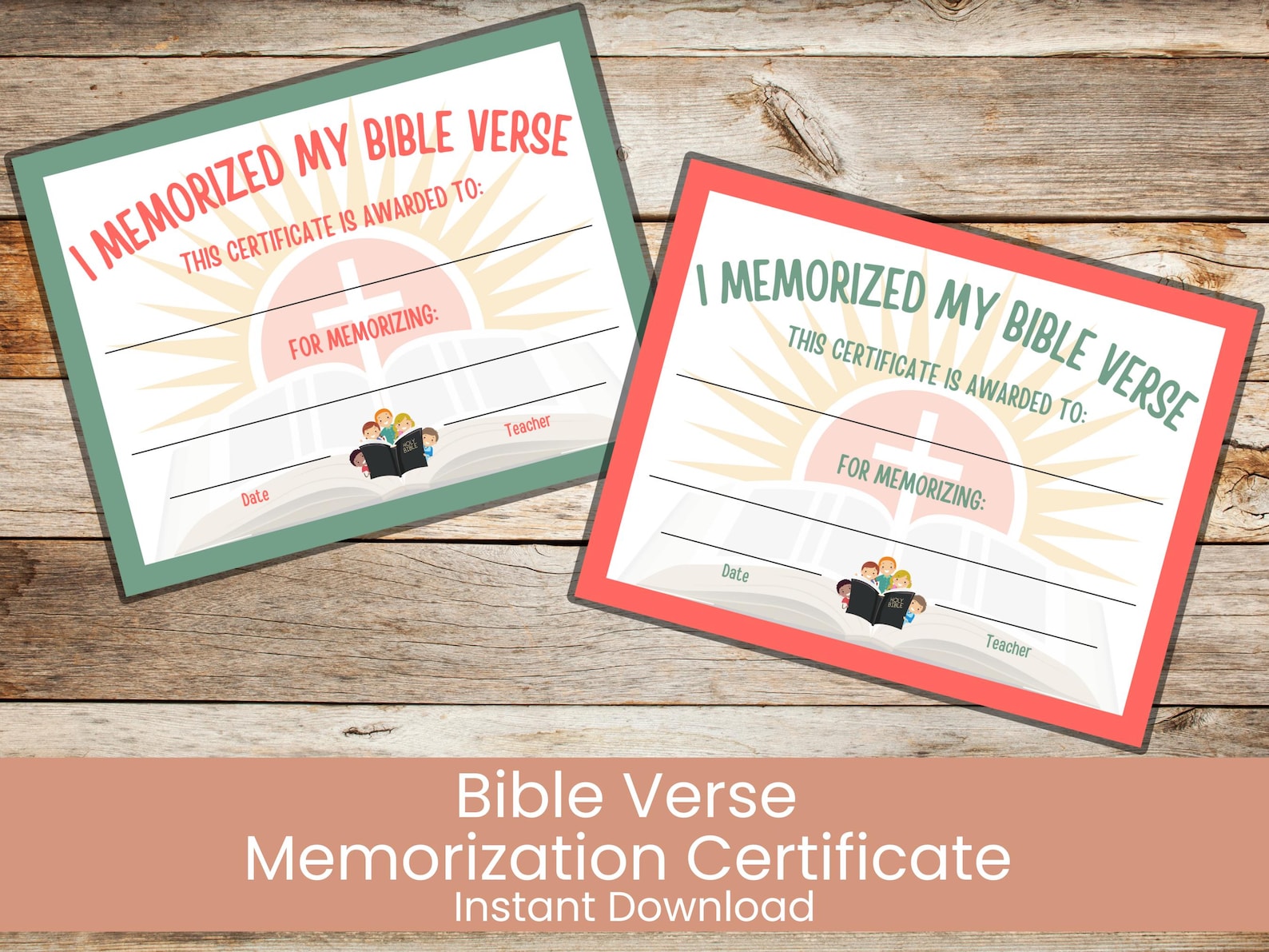 Printable Bible Verse Memorization Certificate: Sunday School Award ...