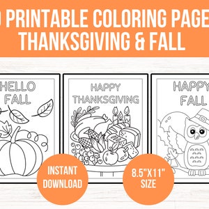 Thanksgiving Coloring Pages, Fall Coloring Sheets, Printable Kids ...