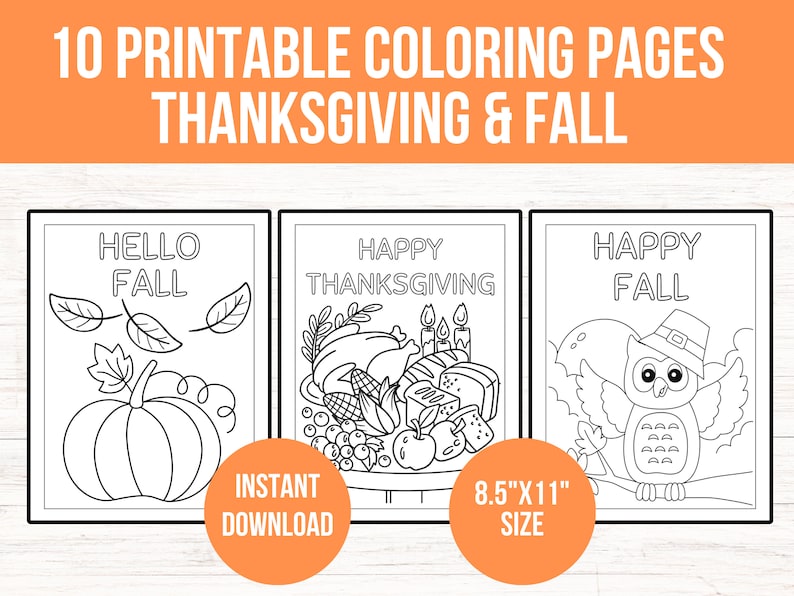 Thanksgiving Coloring Pages, Fall Coloring Sheets, Printable Kids ...