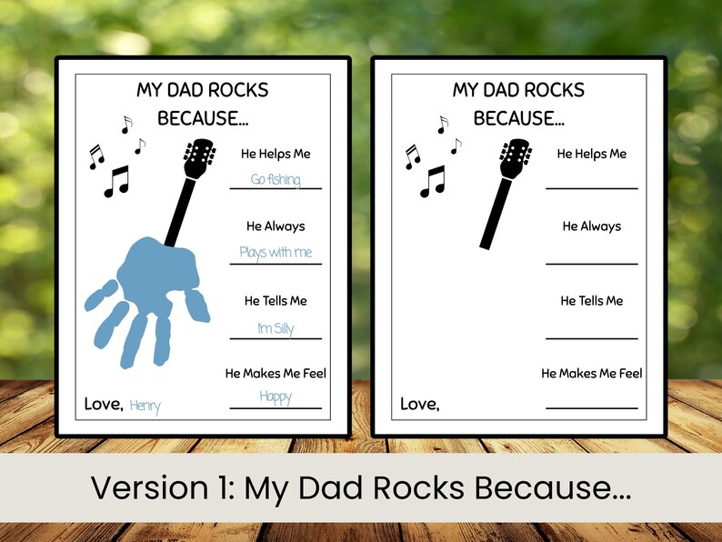 Father's Day Printable Handprint Craft | My Dad Rocks Because | DIY ...