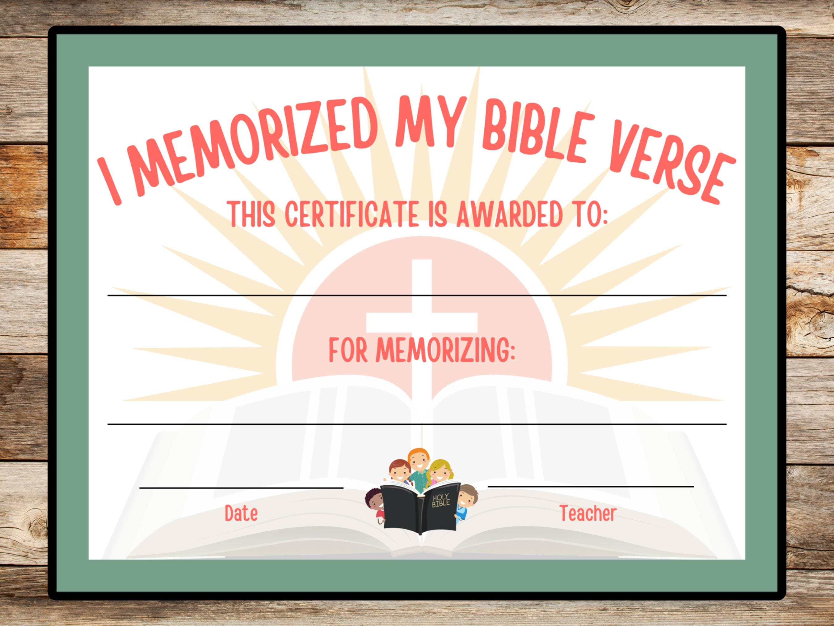 Day Care Bible Award Certificate