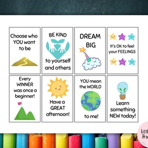 Printable Lunchbox Notes, Positive Affirmations, Encouraging Cards for ...