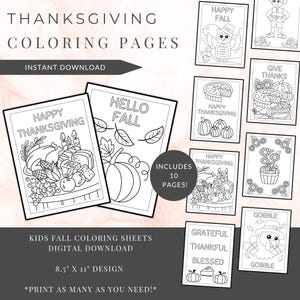 Thanksgiving Coloring Pages: Fall Activity Sheets for Kids (instant ...
