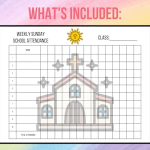 Printable Sunday School Attendance Sheets: Weekly Kids Church Chart ...