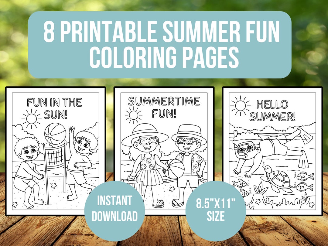 Summer Fun Coloring Pages, Printable Beach Coloring Sheets, Kids Summer ...