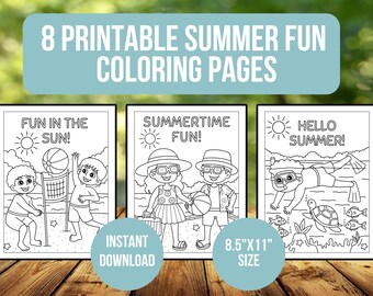 Summer Fun Printable Coloring Page, Sunny Seasonal Kids Activity ...
