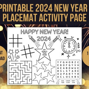 New Year Dinner Party Placemat, 2024 Word Search, Happy New Year, New ...