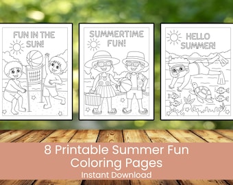 Summer Coloring Page for Kids | Printable PNG | Hello Summer Coloring ...