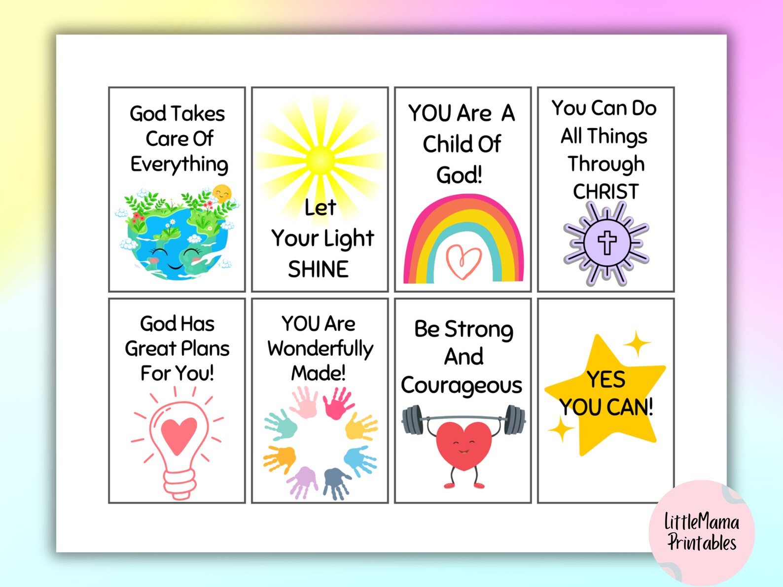 PRINTABLE Christian Lunchbox Notes, Positive Affirmations for Kids ...