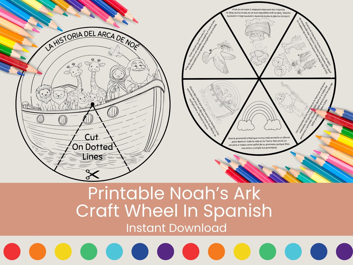 Noah's Ark Craft Wheel in Spanish: Printable Bible Story (PDF) - Etsy