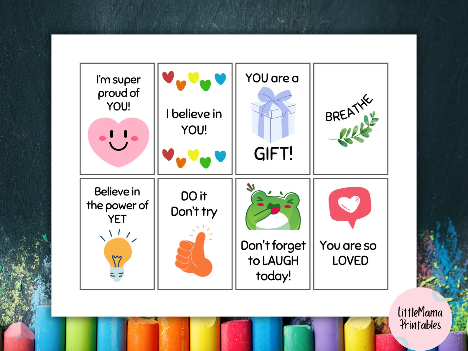 Printable Lunchbox Notes, Positive Affirmations, Encouraging Cards for ...