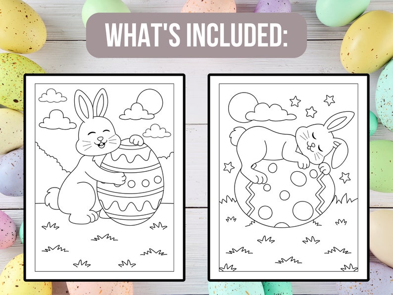 Easter Bunny Coloring Pages: Preschool Kids Activities (digital ...