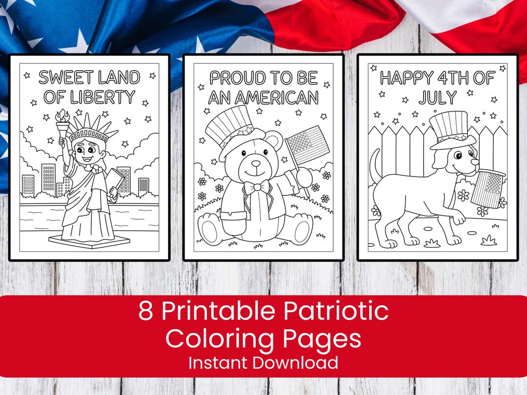 4th of July Coloring Pages: 8 Patriotic Designs (instant Download PDF ...