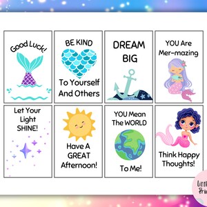 PRINTABLE Mermaid Lunchbox Notes, Positive Affirmation Cards for School ...