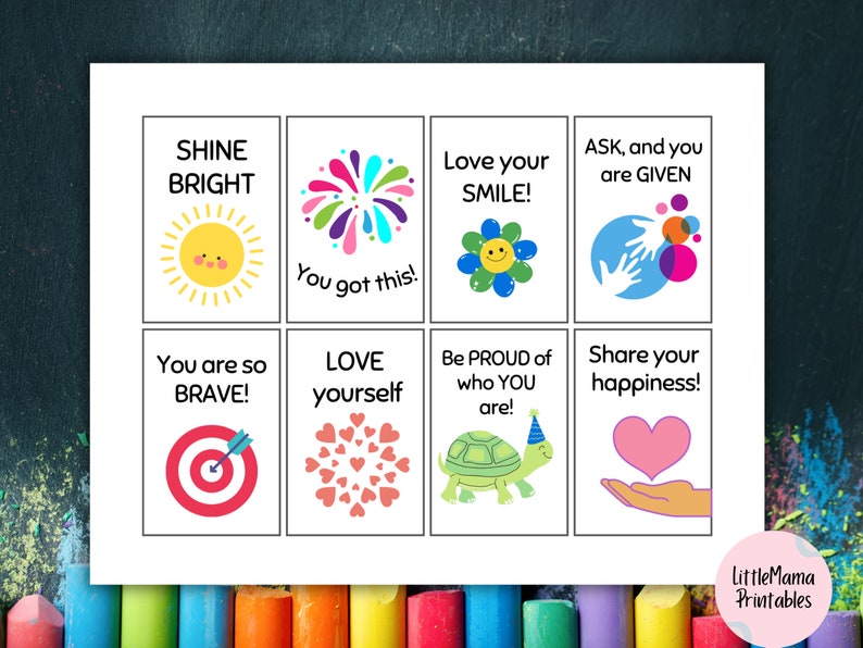 Printable Lunchbox Notes, Positive Affirmations, Encouraging Cards for ...