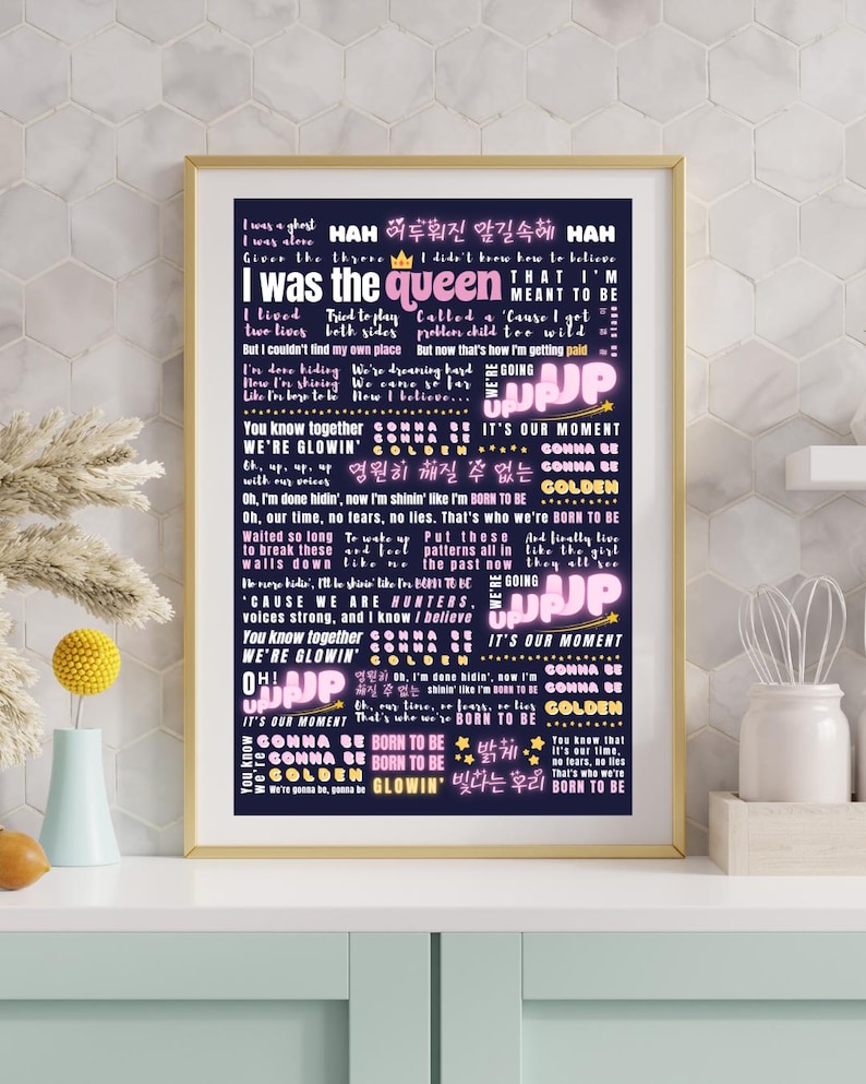 K-pop Demon Hunters Wall Art – A3 "golden" by Huntrix Lyrics Typography Poster, Music Inspired ...