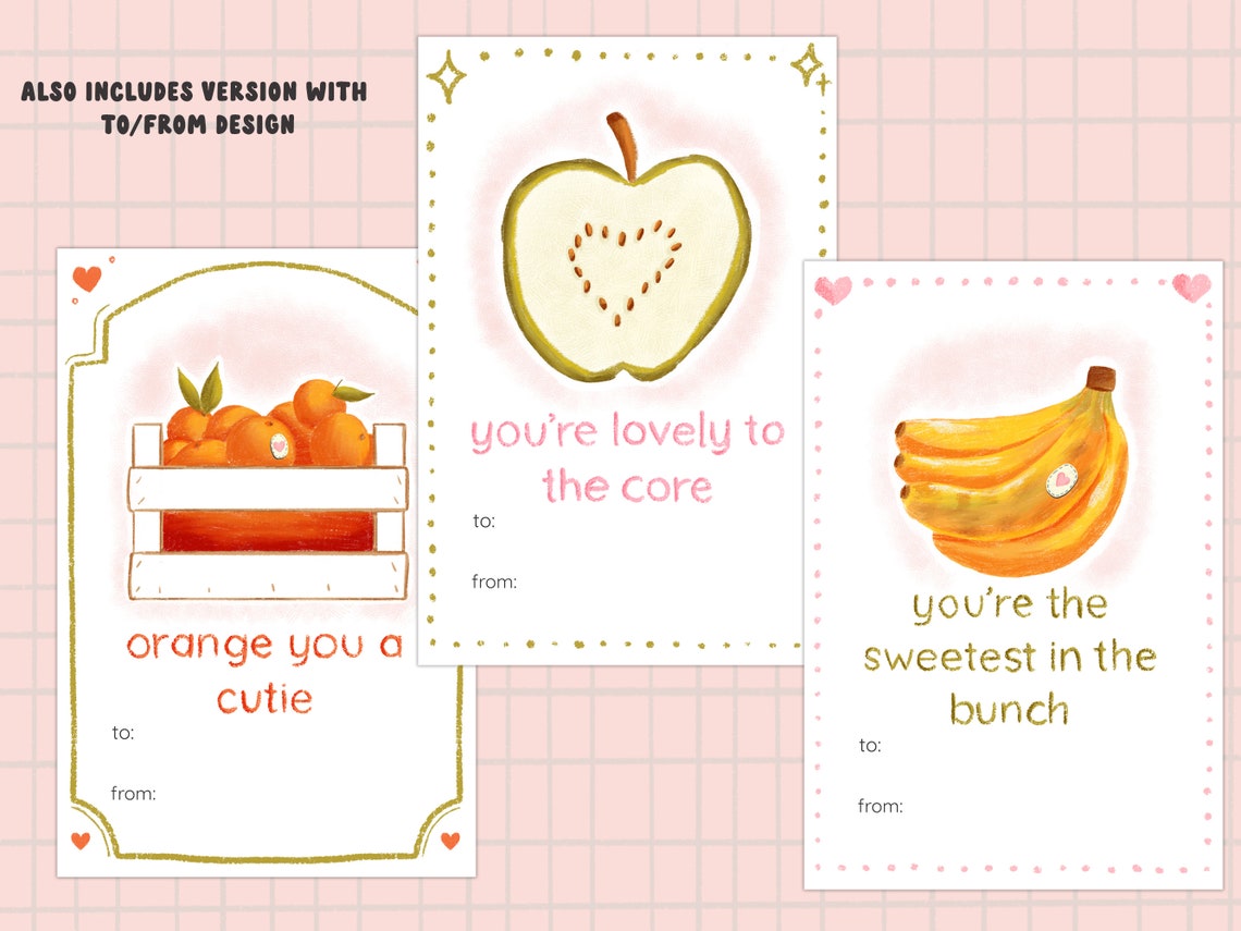 My Fruity Valentines Printable at Home, Ready to Print Digital Card ...