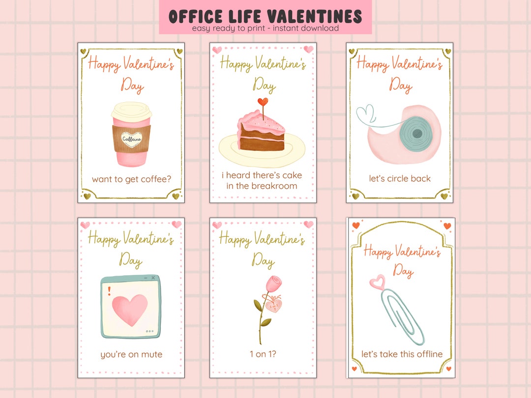 Office Life Valentines Printable at Home, Ready to Print Digital Card ...